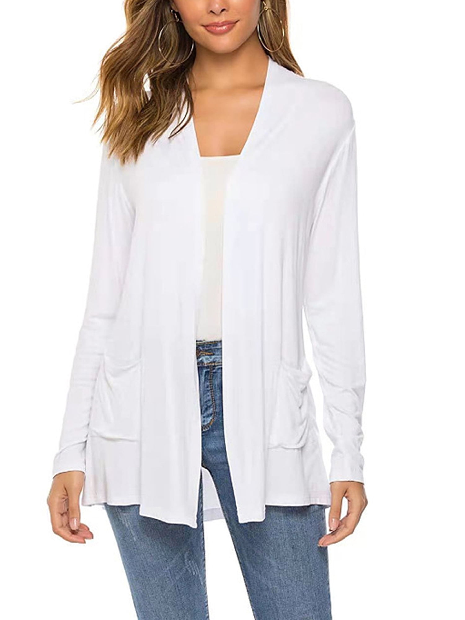 Sunloudy Women's Lightweight Knit Cardigan, Open Front, Long Sleeve ...