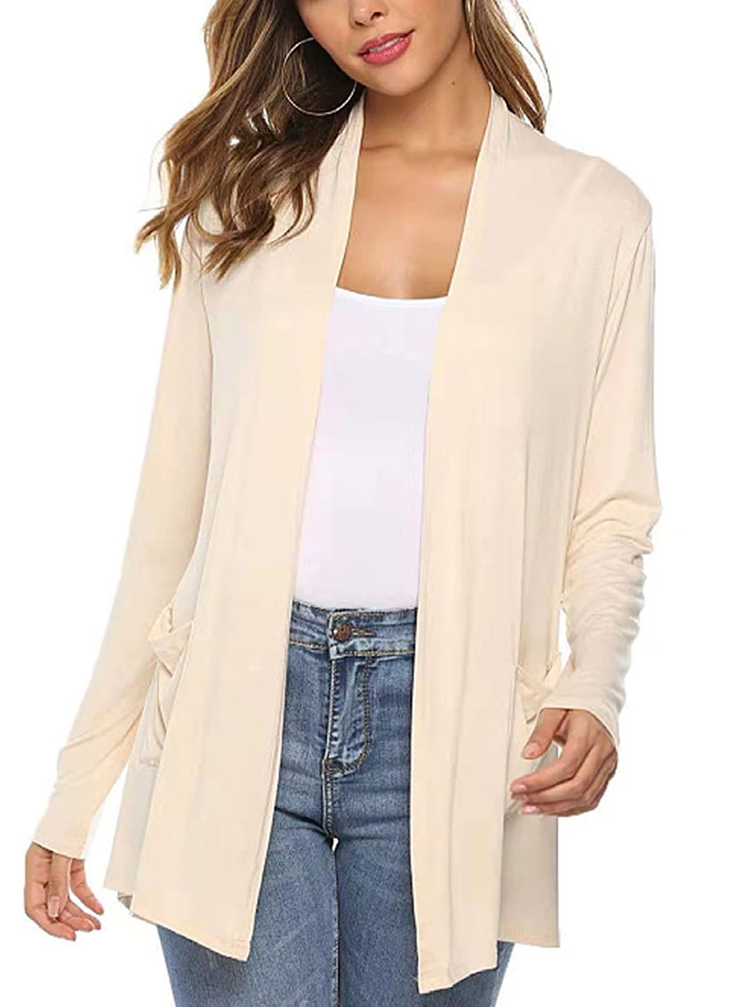 Sunloudy Women's Lightweight Knit Cardigan, Open Front, Long Sleeve ...