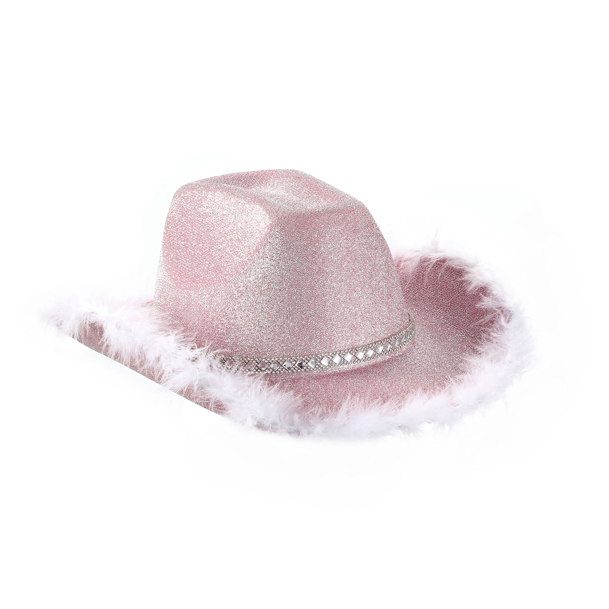 Sunloudy Women Western Cowboy Hat Raw Edge White Diamond Strip Bride ...