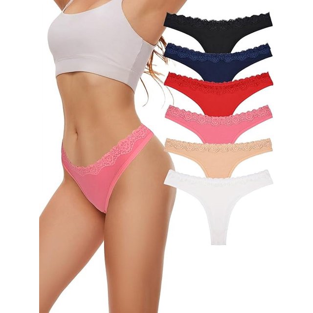 Sunm Boutique Seamless Thongs for Women No Show Wavy Edge Side Women's Thong panties Ladies ...