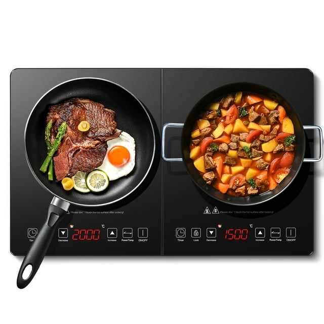 Sunmaki Portable Double Induction Cooktop 1800W Induction Cooker Sensor ...