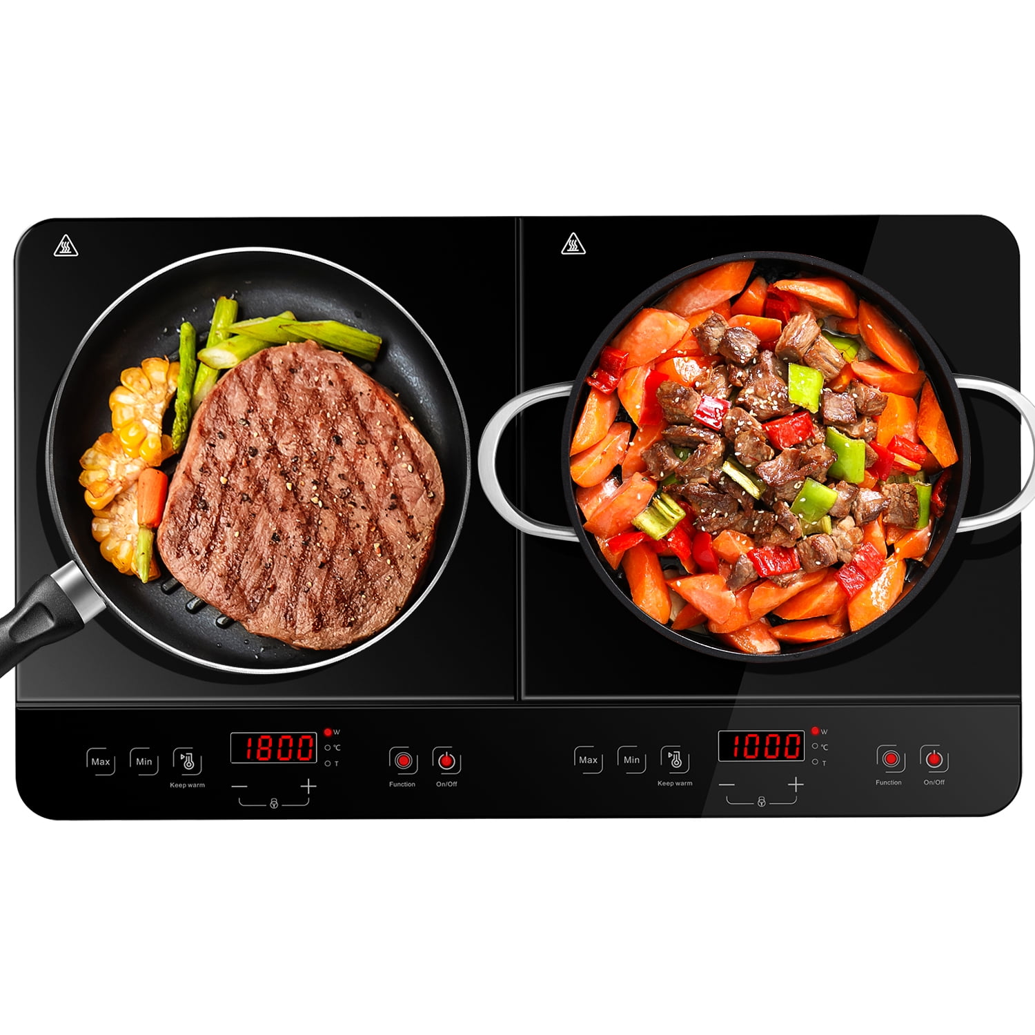 Sunmaki Portable Double Induction Cooktop 1800W Induction Cooker Sensor ...