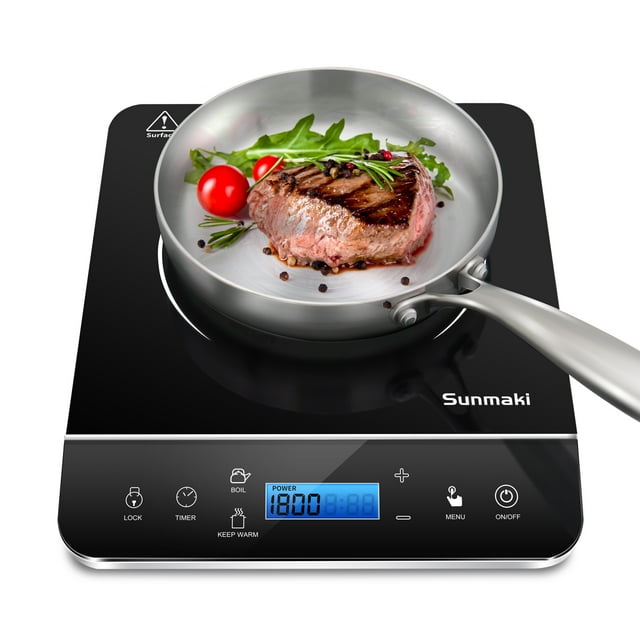 Sunmaki Portable Induction Cooktop 1800W Induction Cooker with LCD ...