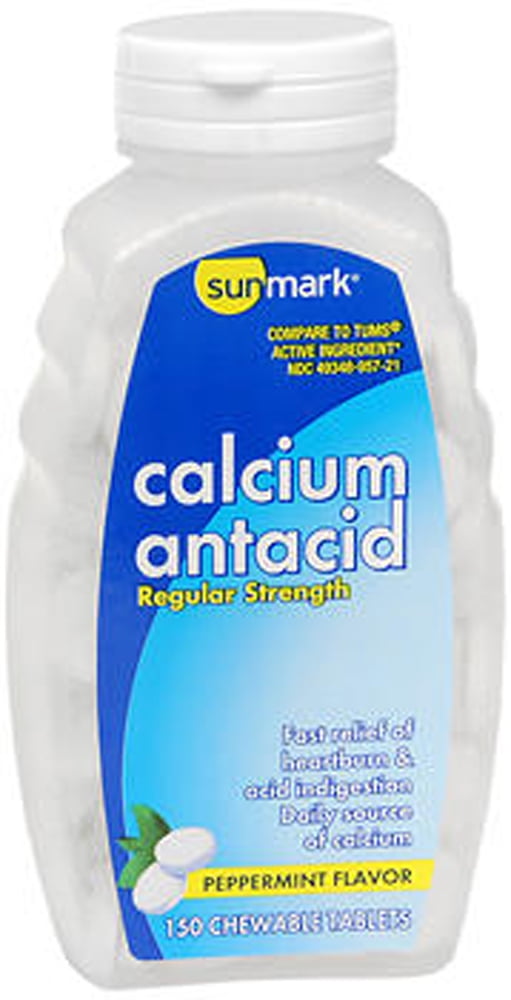 Sunmark Calcium Antacid Tablets Regular Strength Peppermint - 150 ct ...