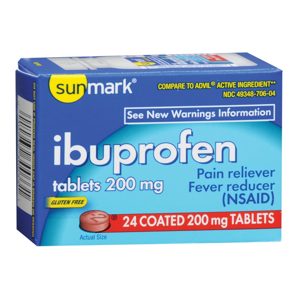 Sunmark Ibuprofen Coated Tablets, 200 mg, 24 Count HSA/FSA Eligible ...