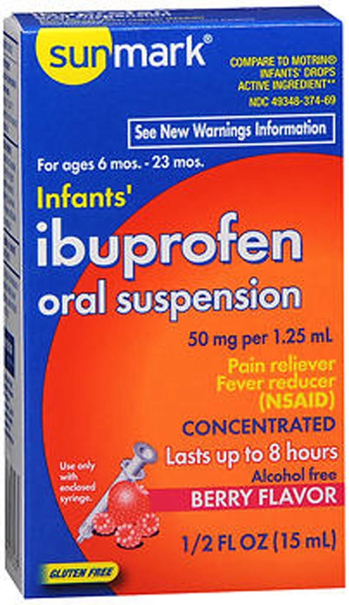 Sunmark Infants' Ibuprofen Berry Oral Suspension, 50 mg, 0.5 Fl. Oz ...