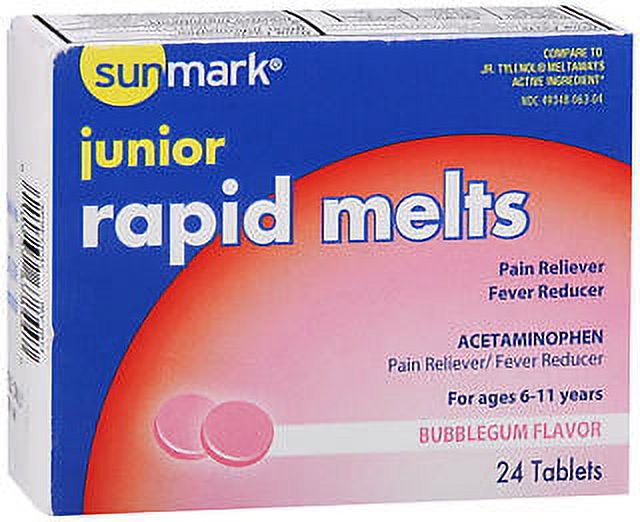 Sunmark Junior Rapid Melts, Tablets, Bubblegum Flavor - 24 Tablets ...