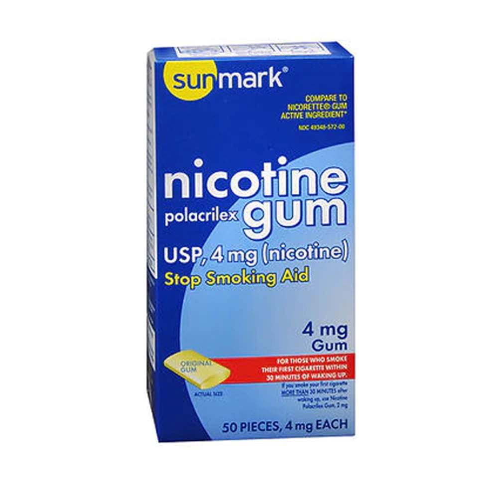 Sunmark Original Nicotine Polacrilex Gum USP, 4 mg, 50 Count HSA/FSA ...