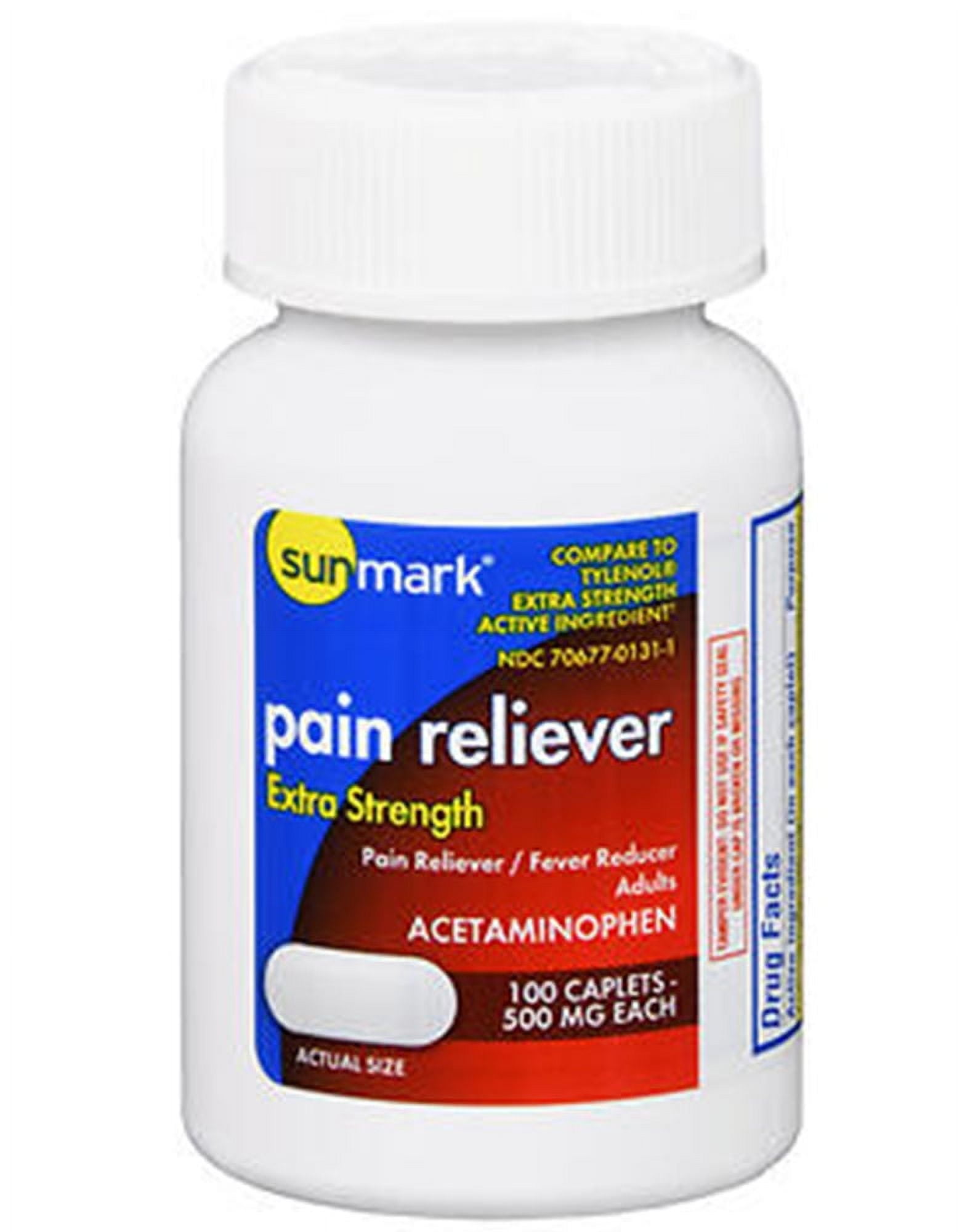 Sunmark Pain Reliever Extra Strength Acetaminophen Caplets - 100 ct ...