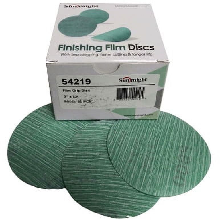Sunmight Film Hook & Loop 3 in. No Hole Sanding Discs 800 Grit (50/Box ...