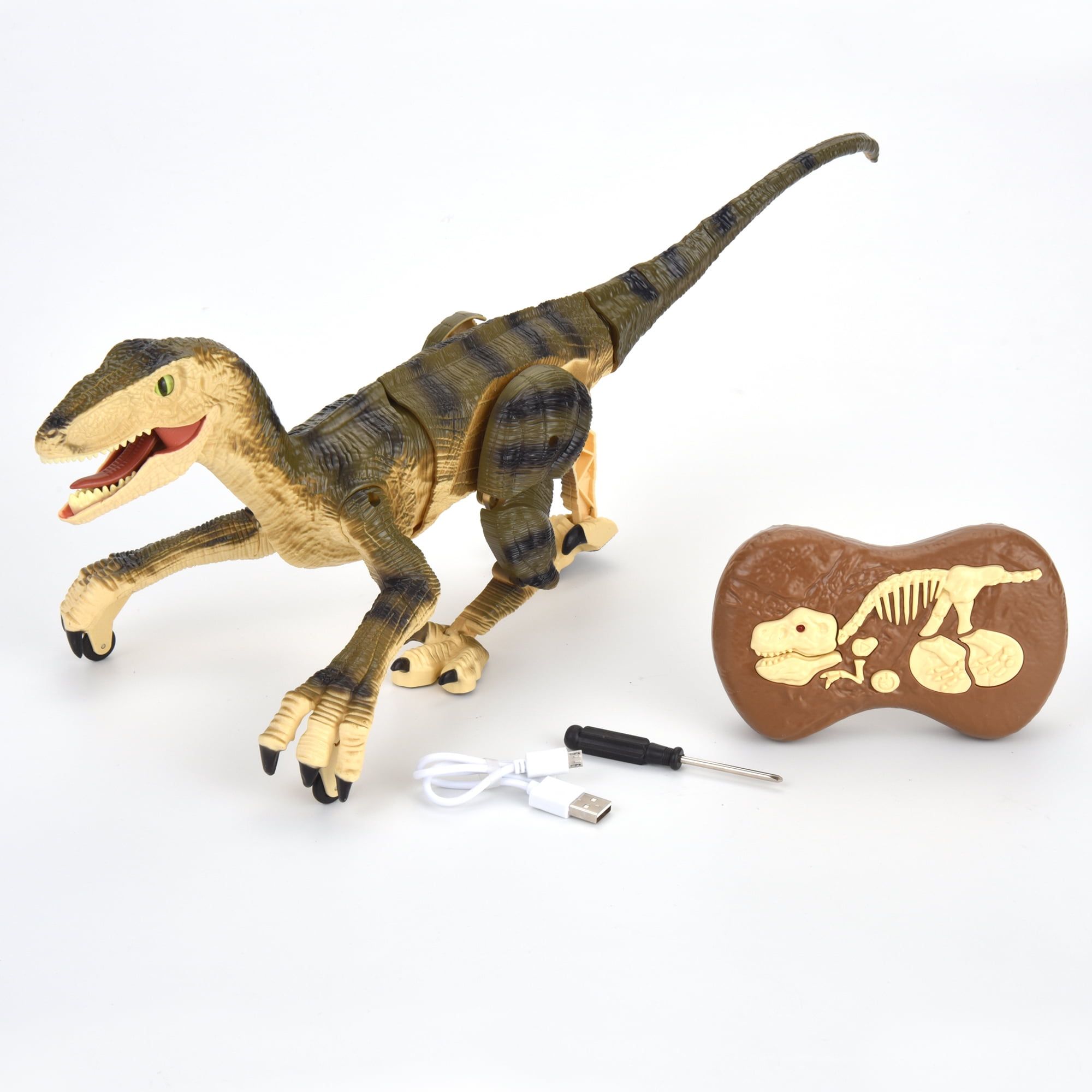 Sunmir Remote Control Dinosaur Velociraptor With LED Lights (Yellow ...