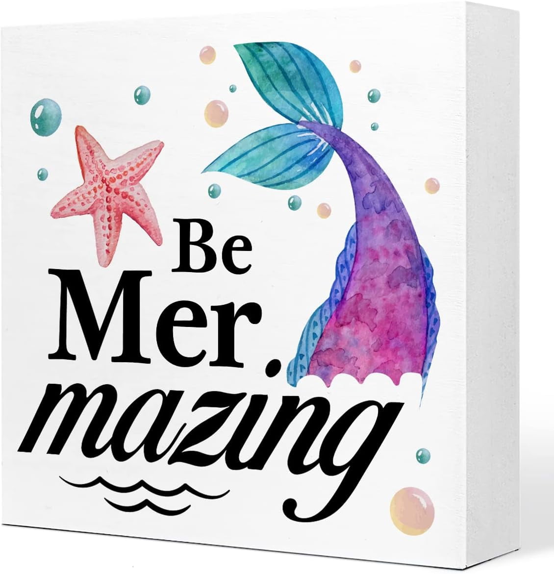 Sunmmer Desk Decor,Be Mermazing Funny Mermaid Wood Plaque Sign Desk ...