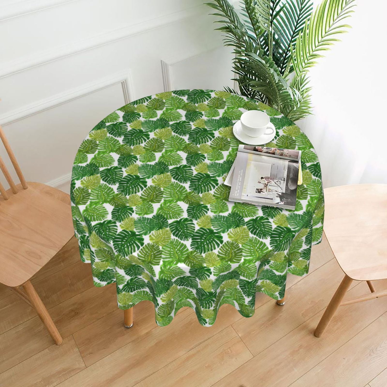 Sunmmer Tropical Palm Leaves Print Tablecloths Round Tablecloth ...