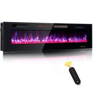 "YUKOOL 60"" Electric Fireplace, Wall Mounted & Recessed, Touch Screen ...