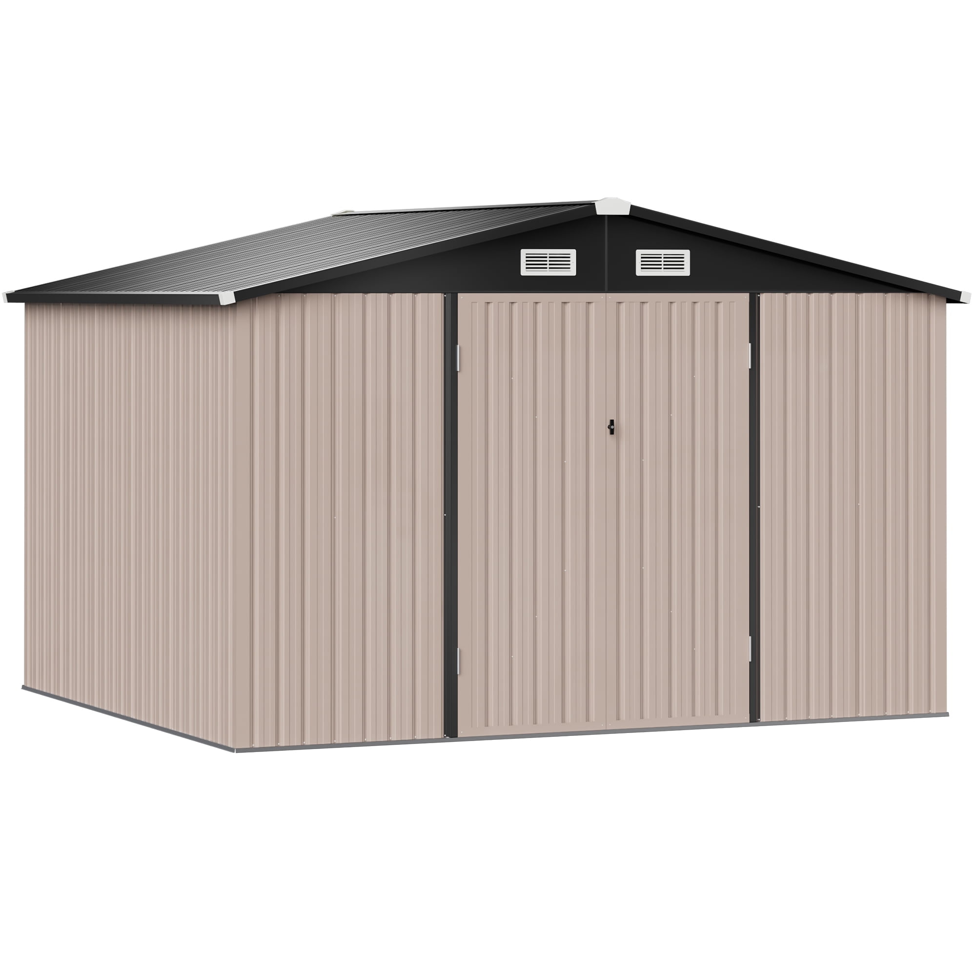 Sunmthink Steel Utility Outdoor Storage Shed, 7.6x9.7 FT with Base ...