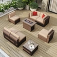 Sunmthink 8-Piece Patio Furniture Set with Fire Pit Table, Outdoor Sofa ...