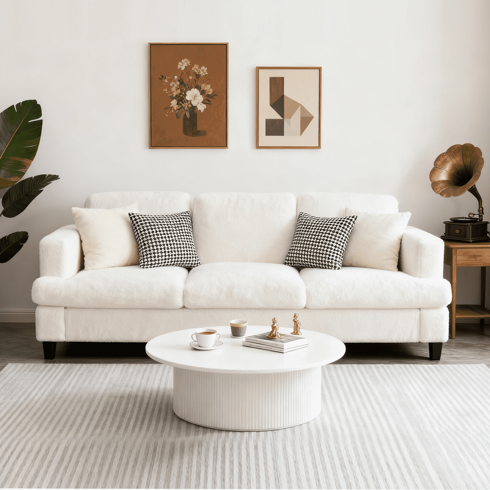 Sunmthink 88" Loveseat Sofa, 3-Seater Cloud Couch with Plush Lamb ...