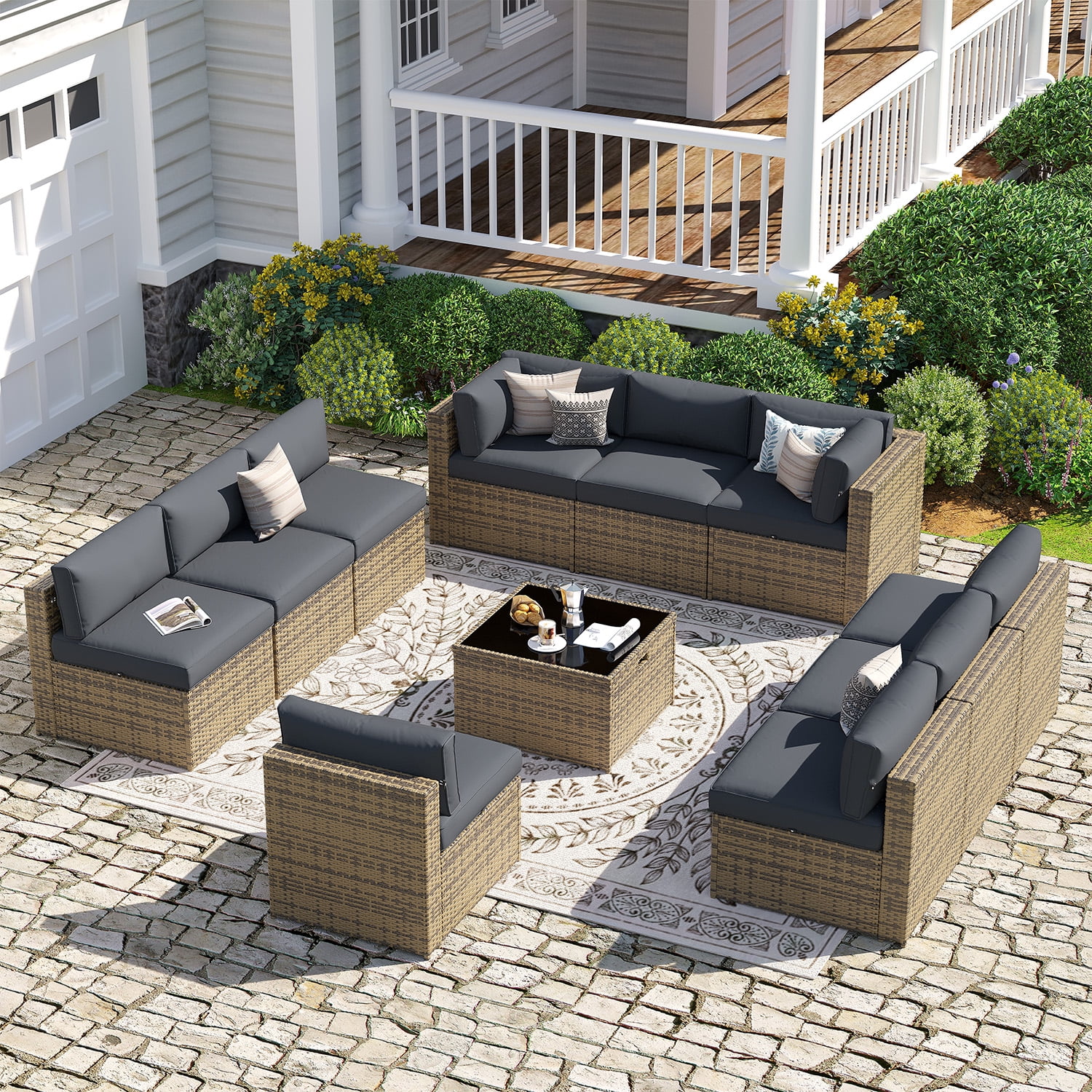 Sunmthink Patio Furniture Sets, 11-Piece Outdoor Patio Furniture with ...