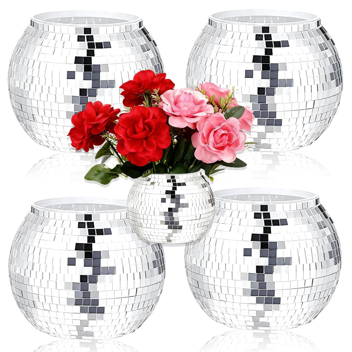 Sunmuliiiy 4 Pcs Disco Ball Vase 4