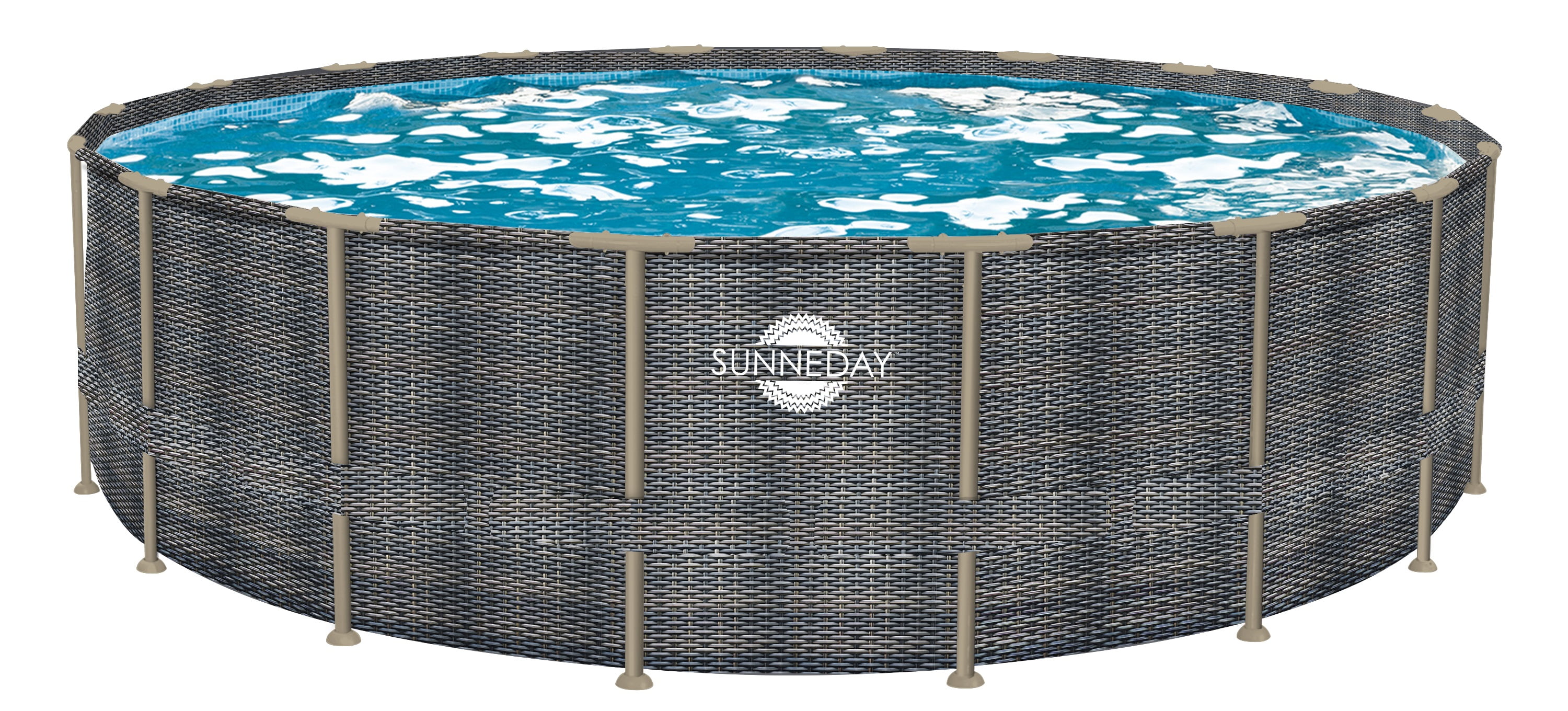 Sunneday Oasis Rattan Outdoor Summer Pool, Soft-sided 18 ft. Round x 52 ...