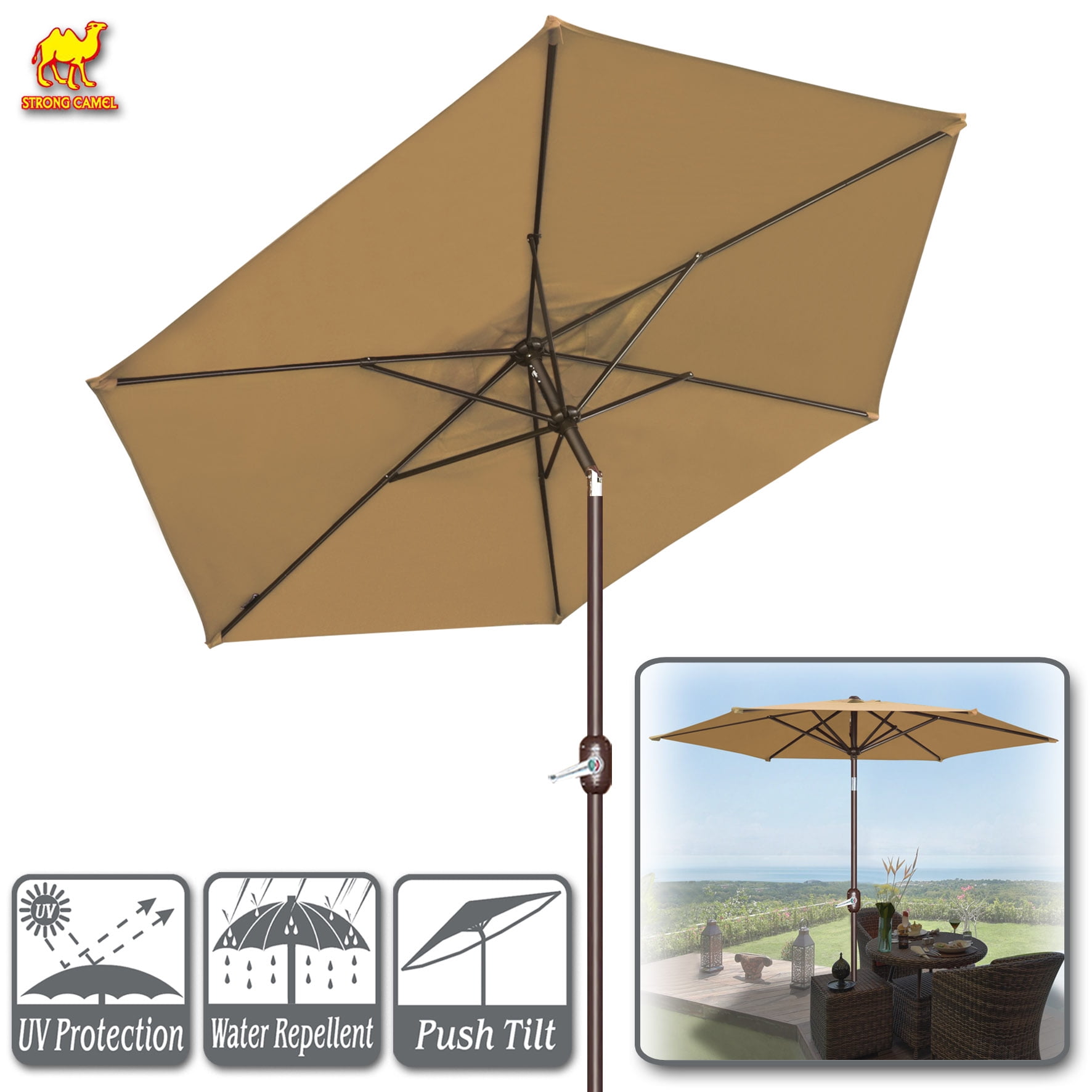 Sunny 8' Umbralla Sunshade With 6 Ribs Parasol Patio Garden Outdoor ...