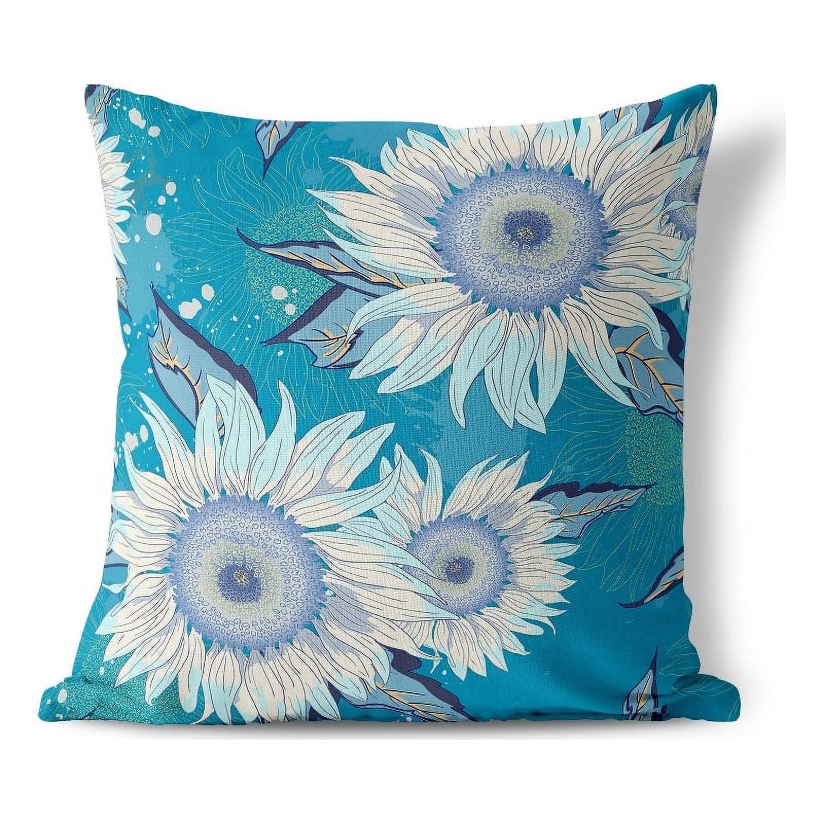 Sunny Blooms Indoor/Outdoor Pillow in Aqua 28x28 - Walmart.com