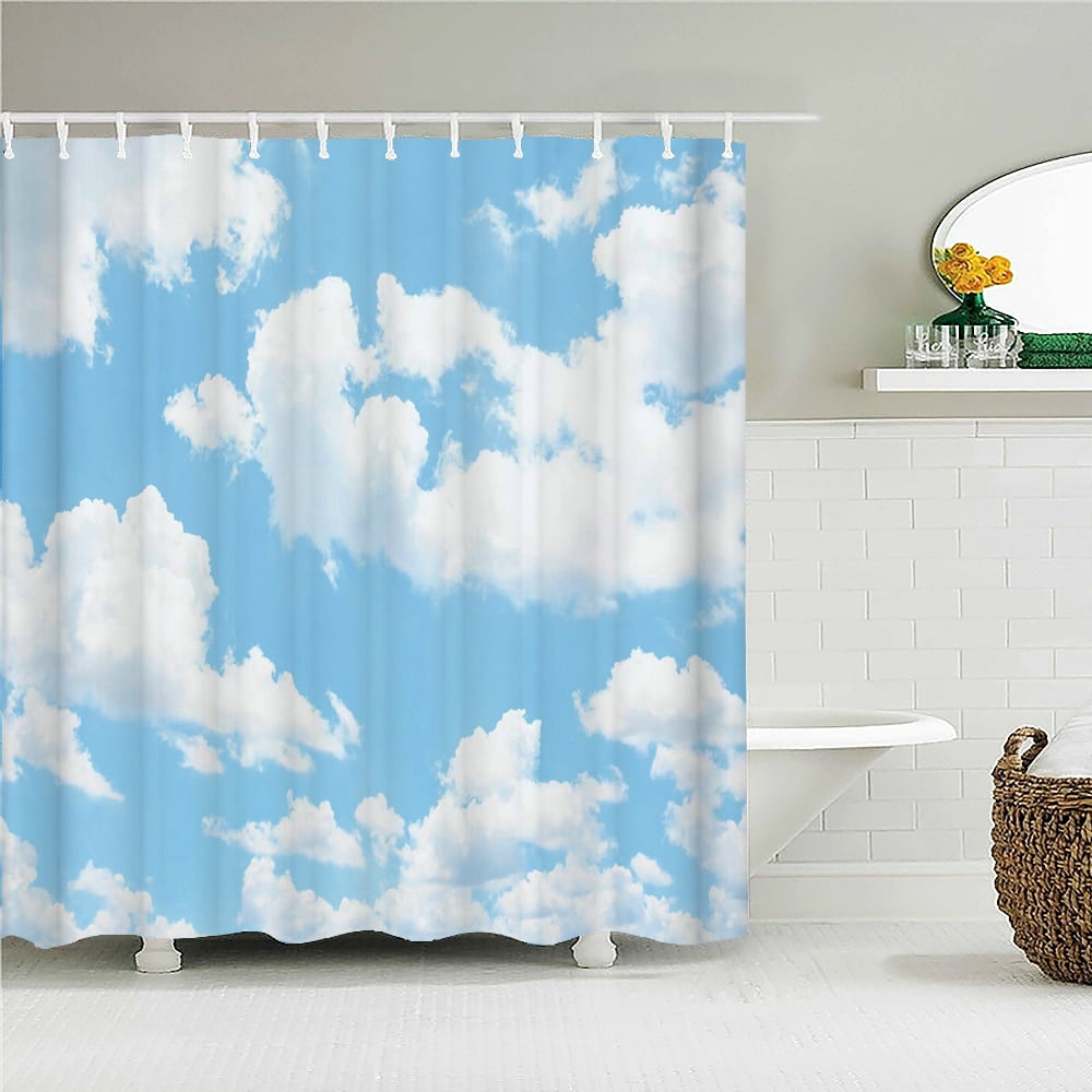 Sunny Blue sky clouds Scenery Waterproof Fabric Shower Curtain ...