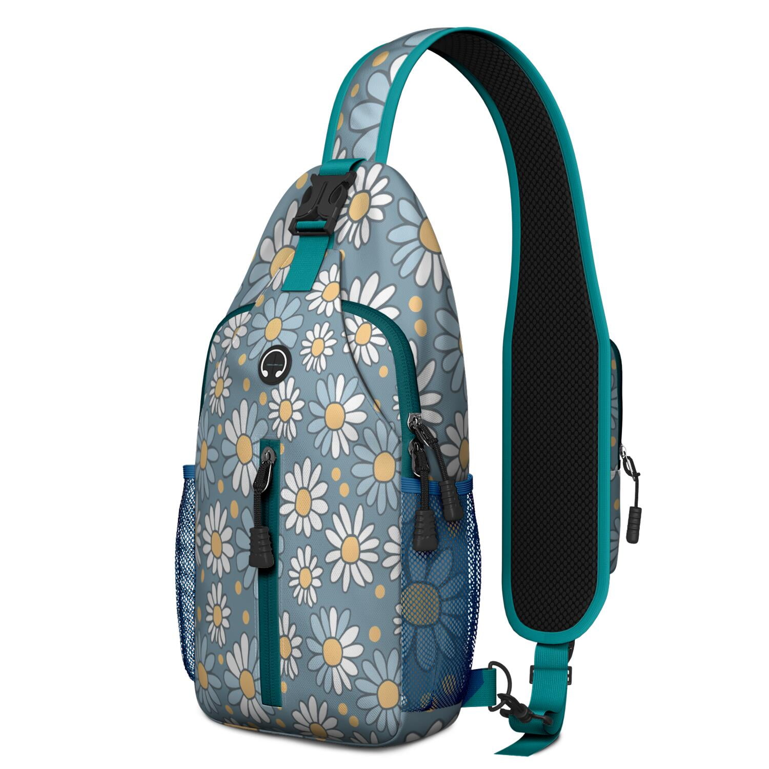 Sunny Boho Daisy and Floral Pattern Sling Backpack – Water-resistant ...