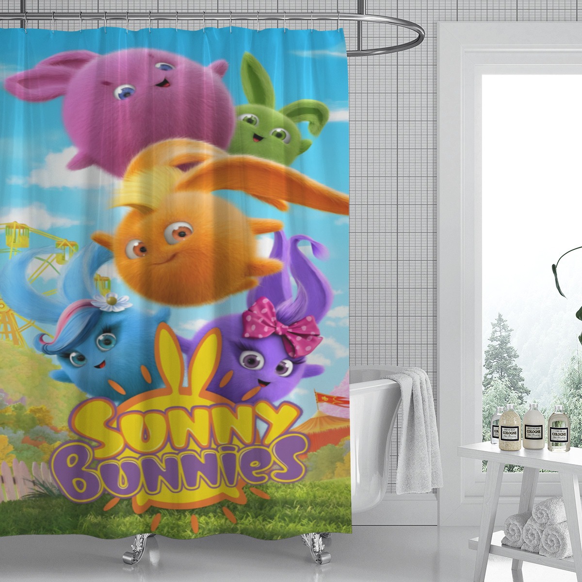 Sunny Bunnies shower curtain highlights a memorable design, is ...