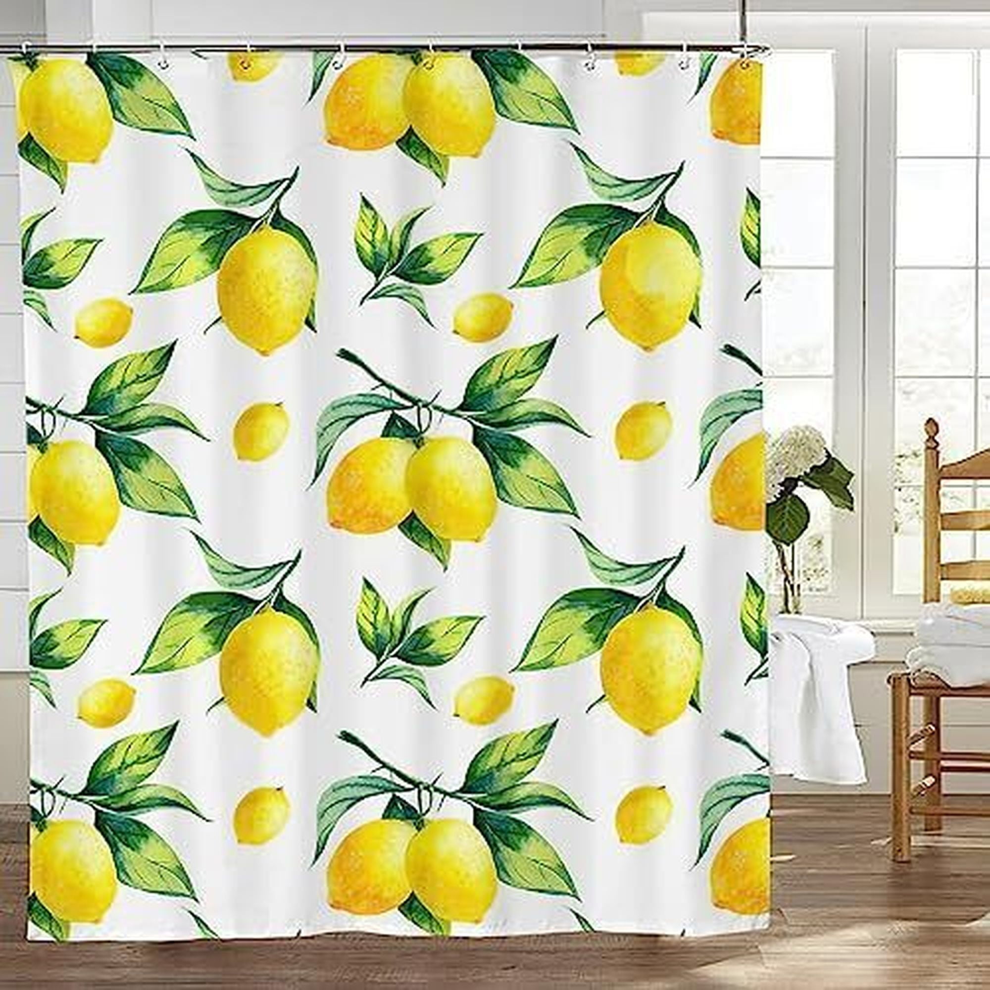 Sunny Citrus Shower Curtain - Lively Summer Fruit Pattern with Leafy ...