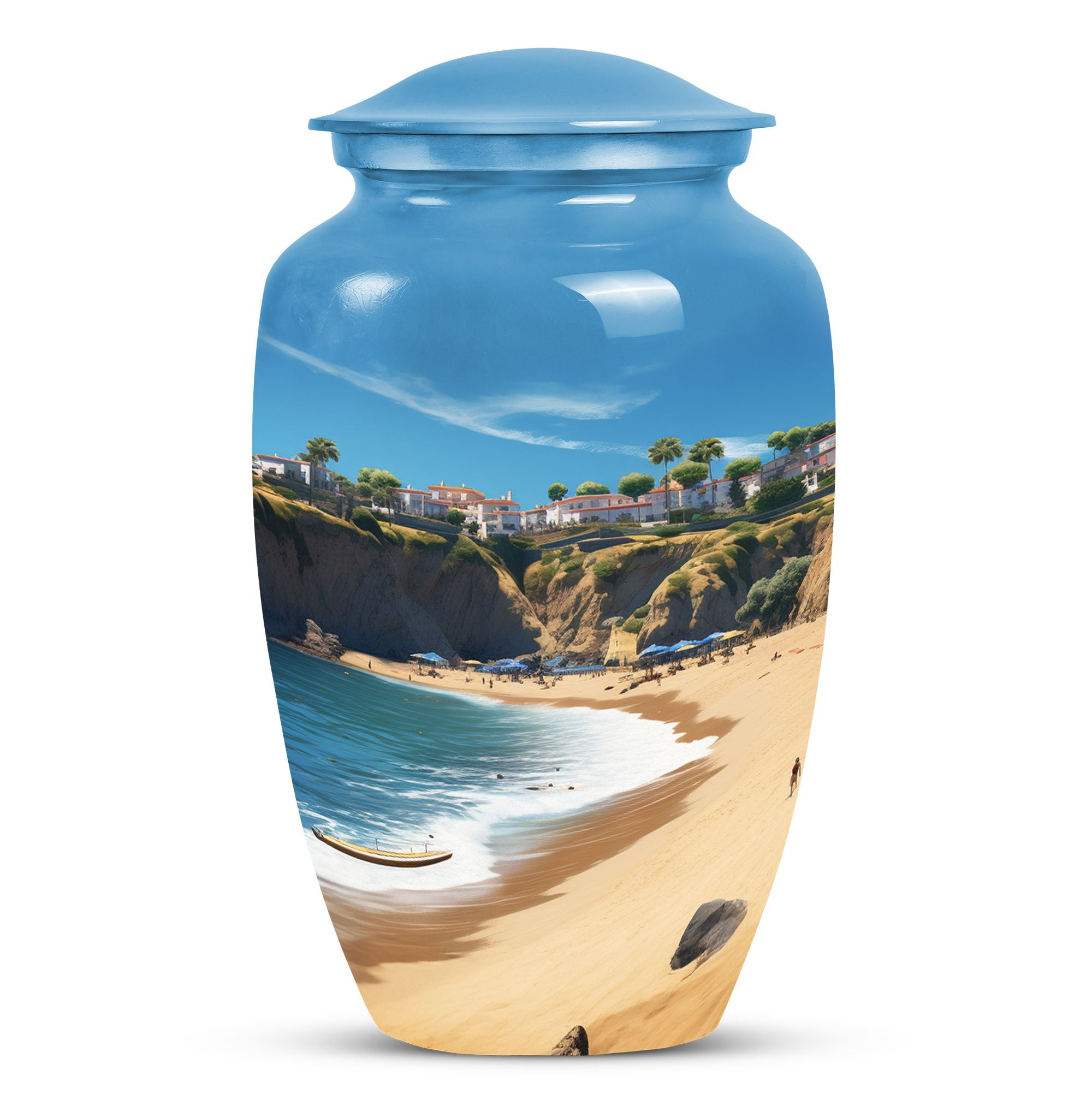 Sunny Cliffs Overlooking A Serene Beach, Urn For Human Ashes, Funeral ...