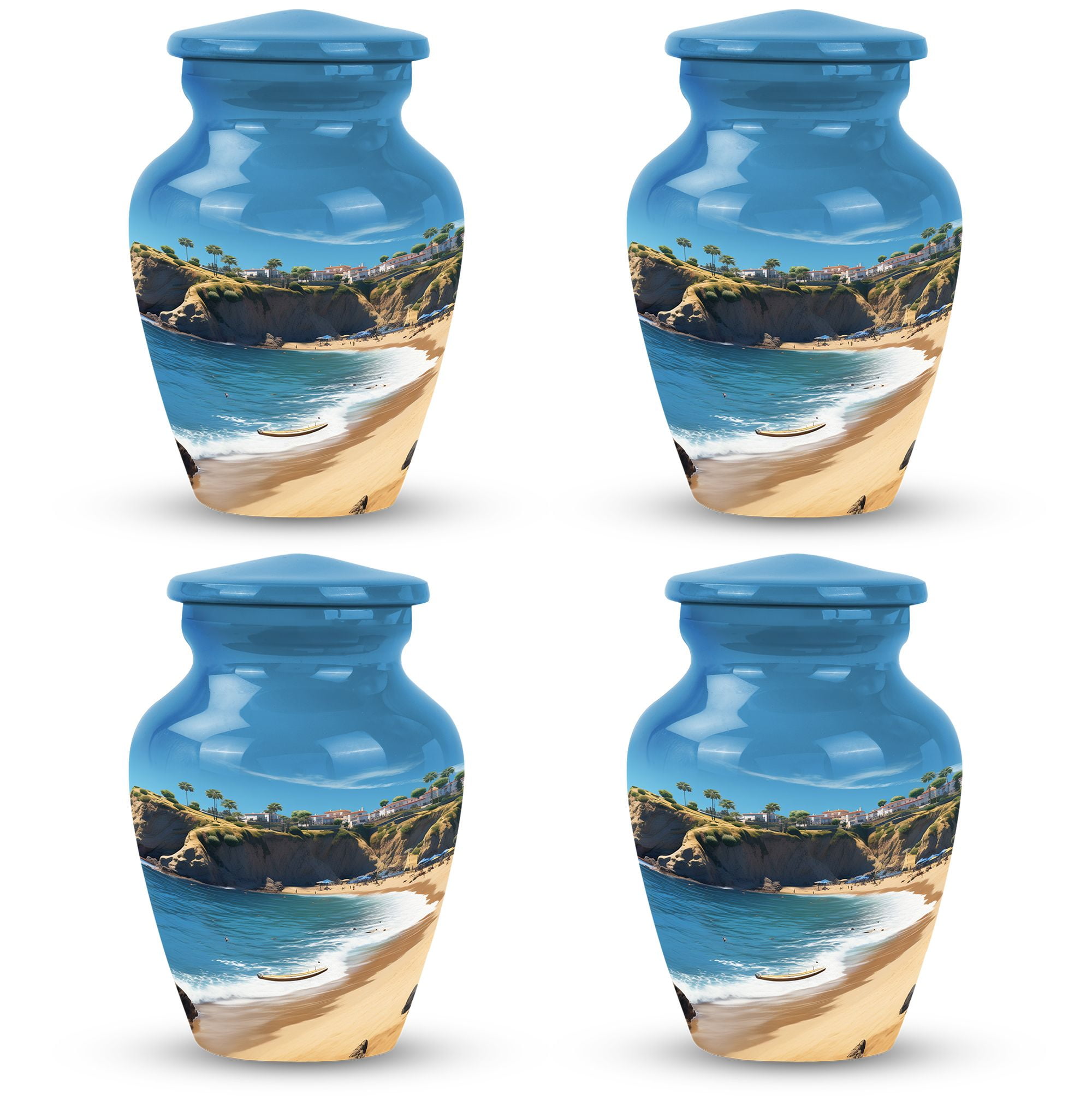 Sunny Cliffs Overlooking A Serene Beach, Cremation Keepsake Urns, Urns ...