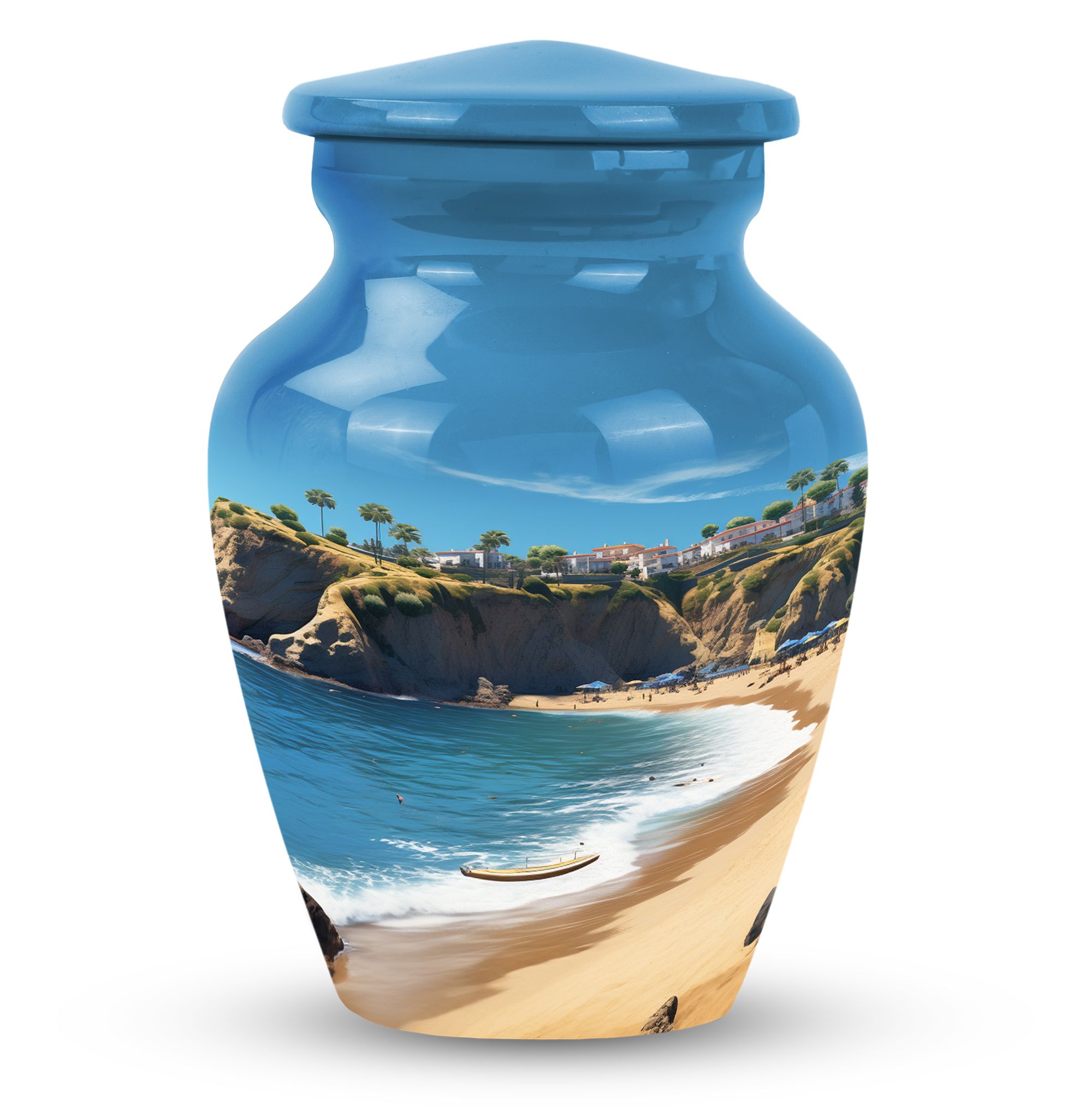Sunny Cliffs Overlooking A Serene Beach, Cremation Keepsake Urns, Urns ...
