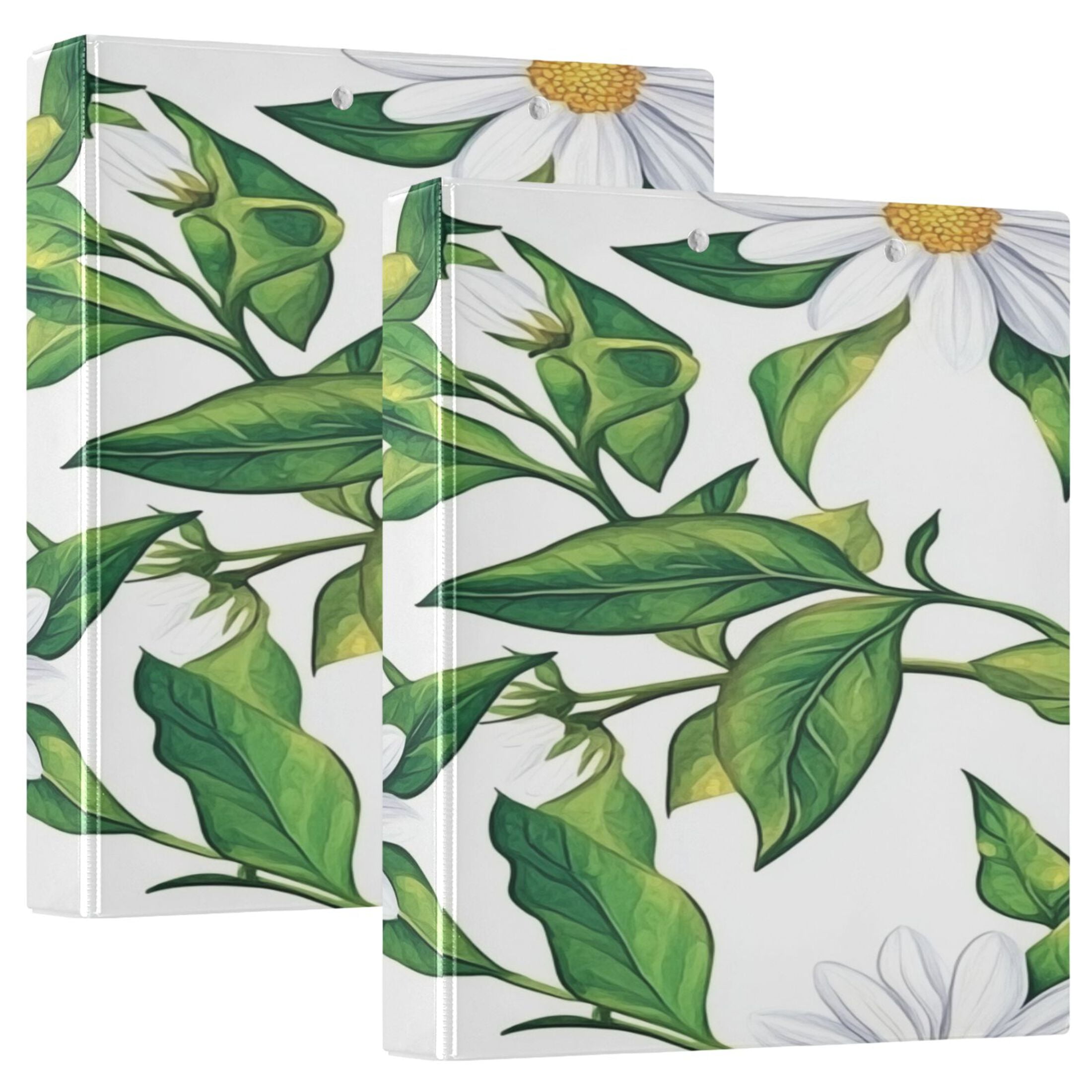 Sunny Daisy Pattern 12.4x10.6in PVC Round Ring Binders, 2-Pack, D-Ring ...