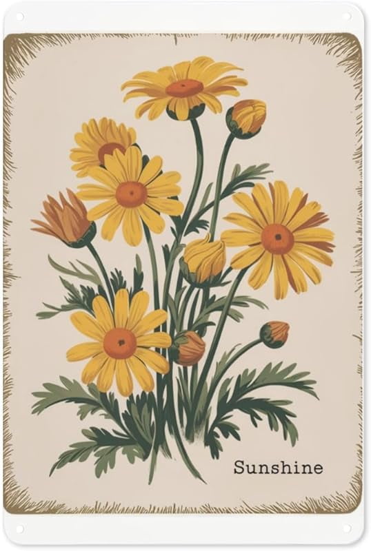 Sunny Daisy Tin Sign 8"x12" Rustic Metal Wall Art For Farmhouse Kitchen, Porch & Spring Theme ...