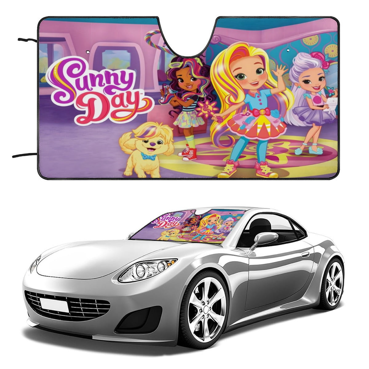 Sunny Day-theme Windshield Sun Shade Front Protector Folding Car Sun Visor Blocks Uv Rays Keeps ...