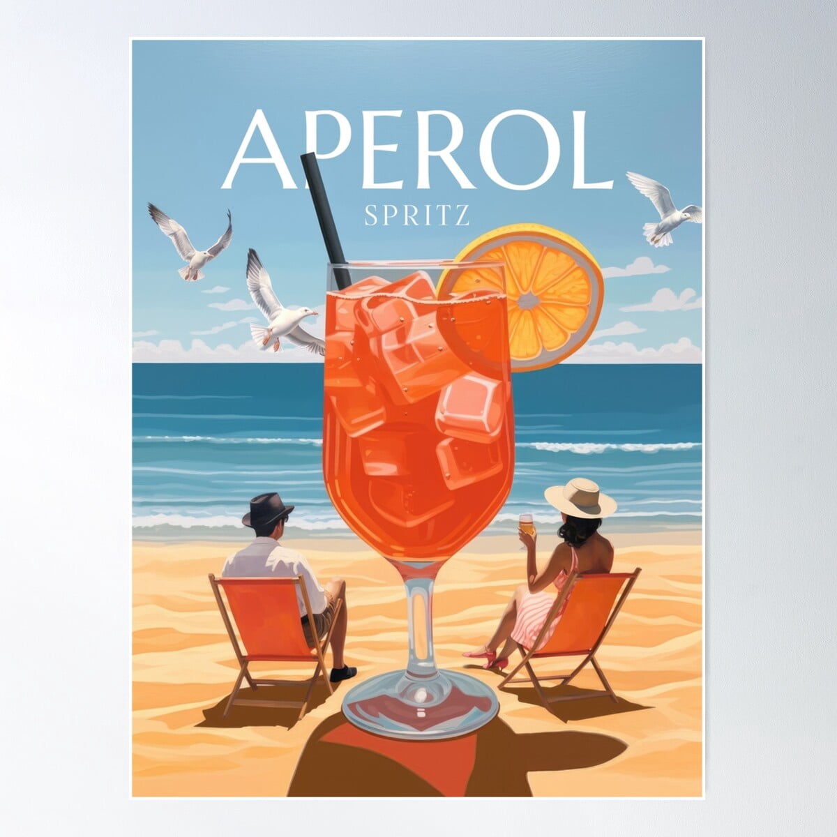 Sunny Days - Aperol Spritz Beach Delight Poster Wall Art, Modern Wall ...
