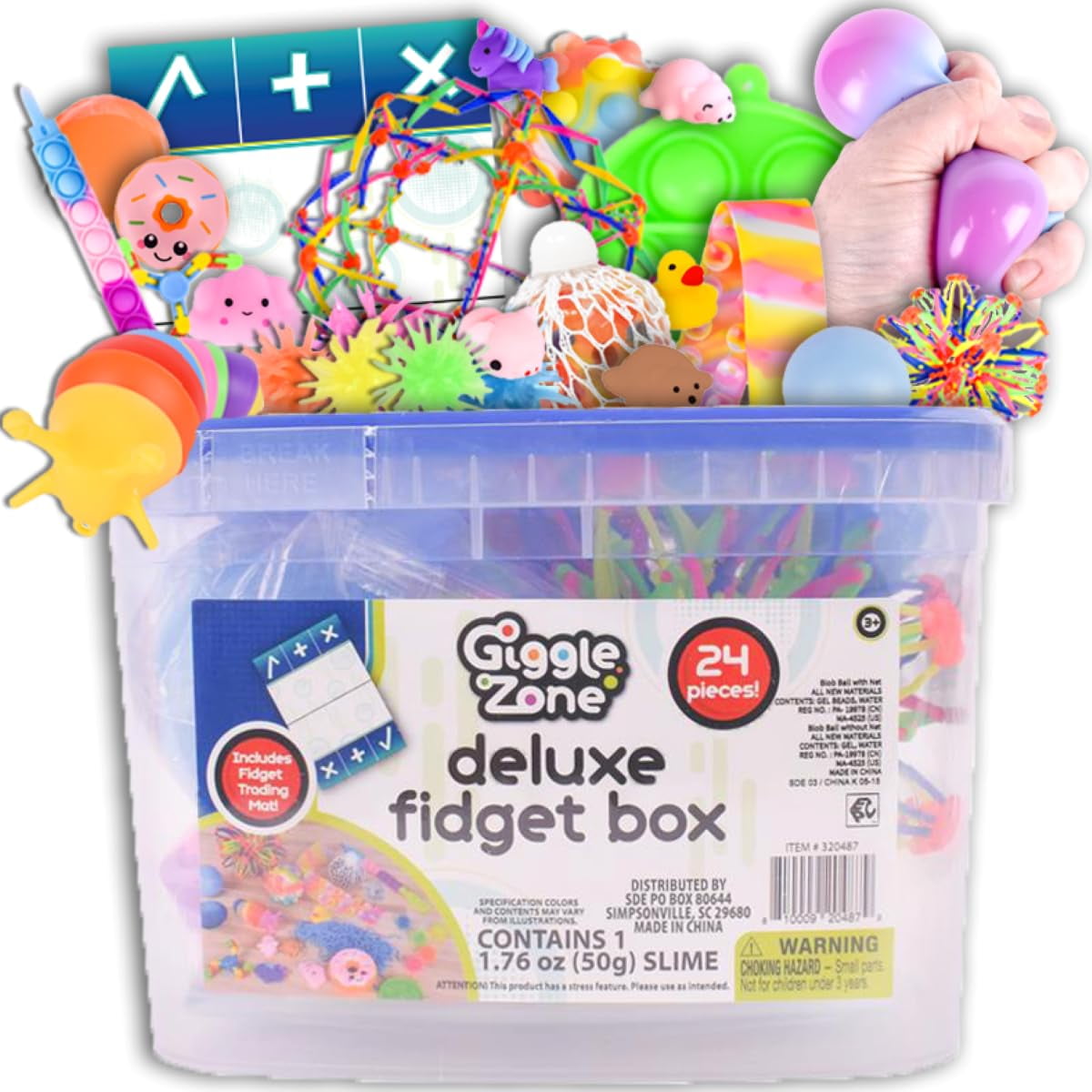 Sunny Days Entertainment 24 Piece Fidget Box, Sensory Toys with Storage ...