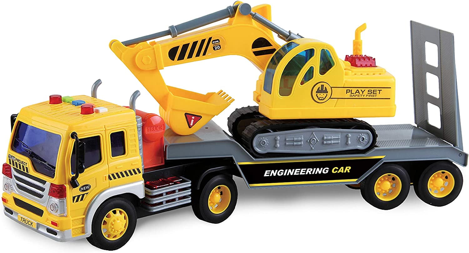 Sunny Days Entertainment Long Haul Excavator Transport with Lights and ...
