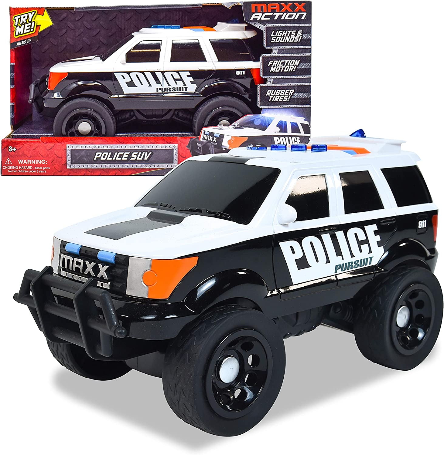 Sunny Days Entertainment Maxx Action 12’’ Large Police Car Toy – Siren ...