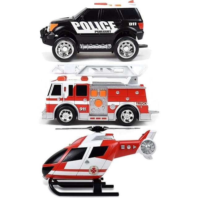 Sunny Days Entertainment Mini Rescue Vehicles 3 Pack – Lights and ...