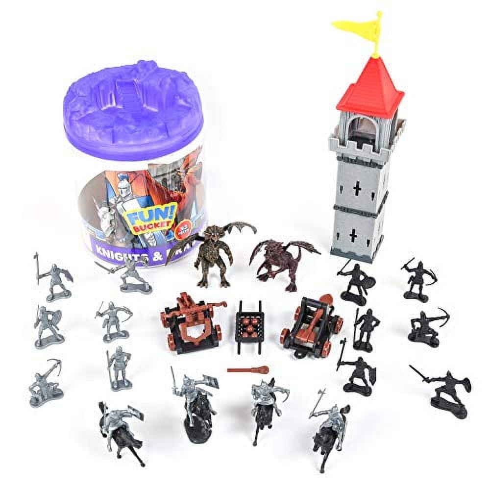 Sunny Days Knights and Dragons 42-Piece Kids Toy Play Set with Warrior ...