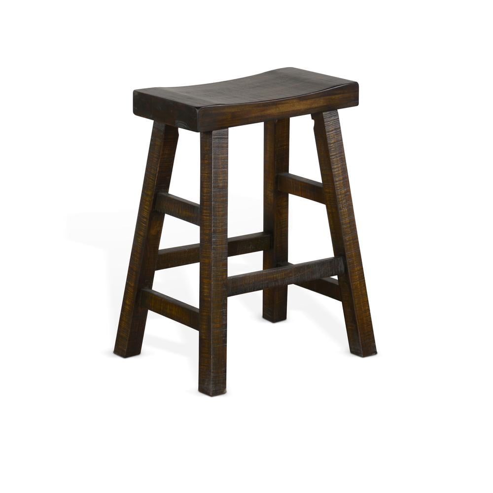 Sunny Designs 24" Saddle Seat Mahogany Wood Stool in Tobacco Leaf (Set ...