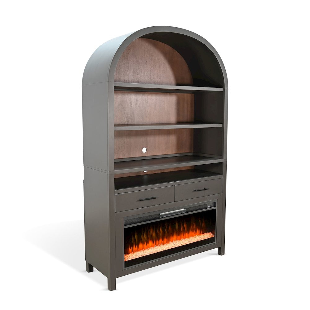 Sunny Designs 51.5" Wide Arch Bookcase with Electric Fireplace ...