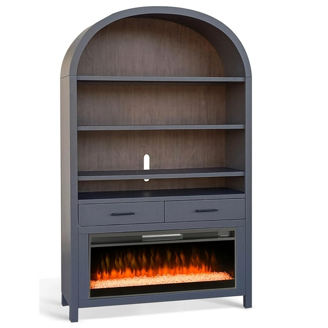 Sunny Designs 51.5" Wide Arch Bookcase with Electric Fireplace ...