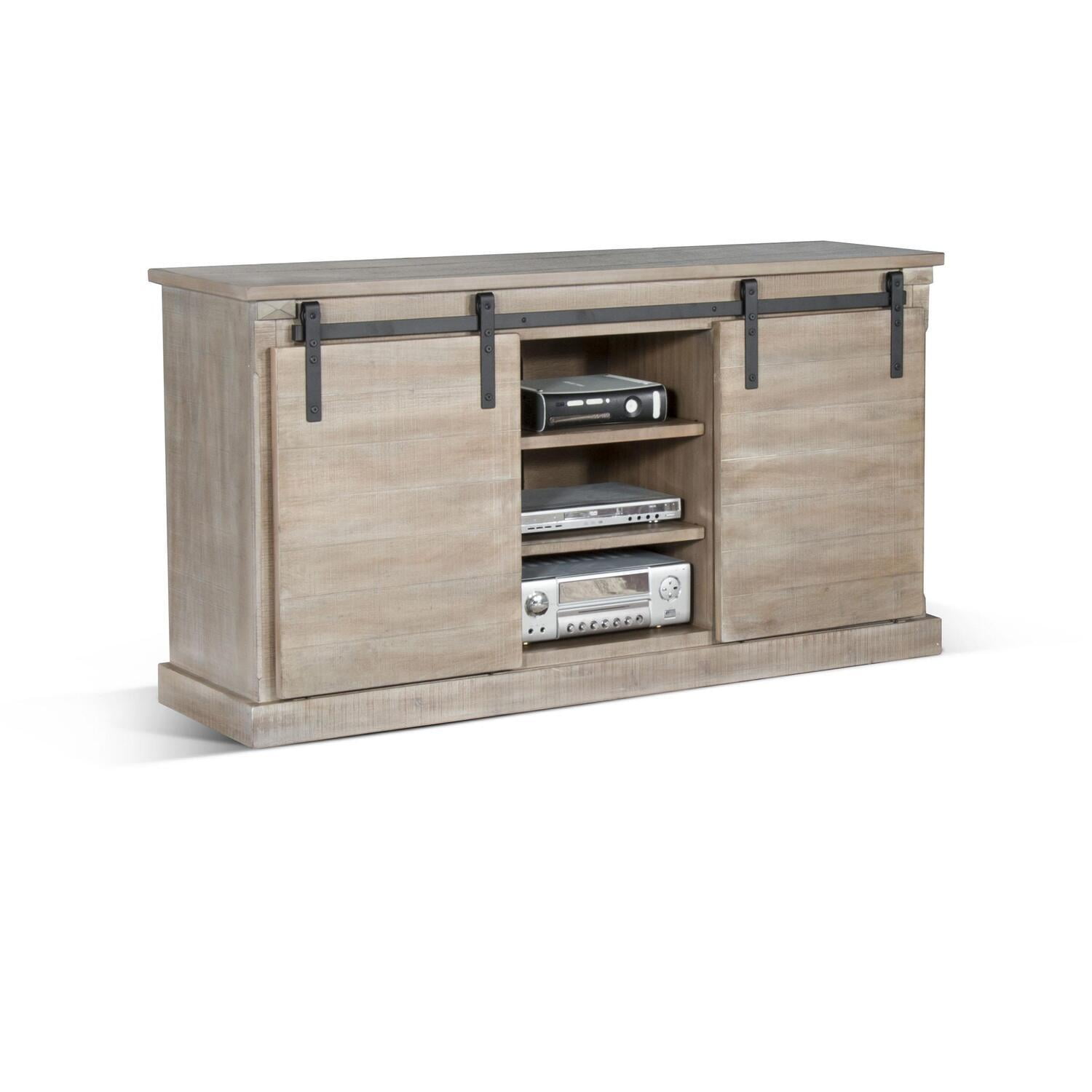 Sunny Designs 65" Barn Door Farmhouse Wood TV Console in Mountain Ash ...