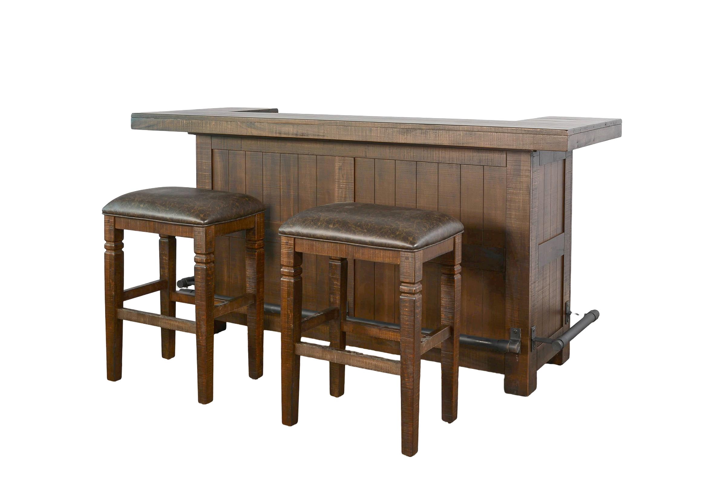 Sunny Designs 80" Traditional Wood Home Bar with Stools - Walmart.com