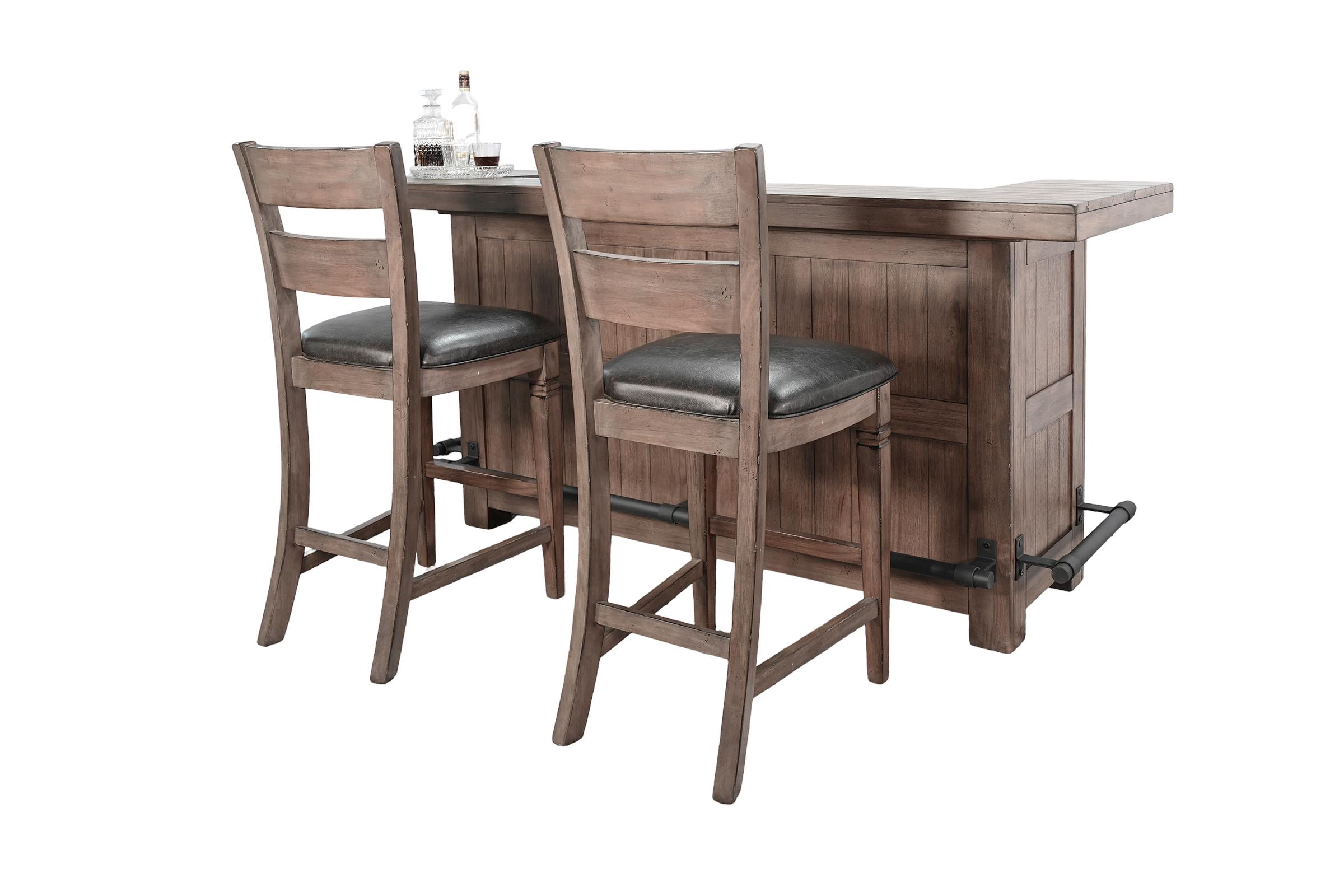 Sunny Designs 80" Traditional Wood Home Bar with Stools - Walmart.com