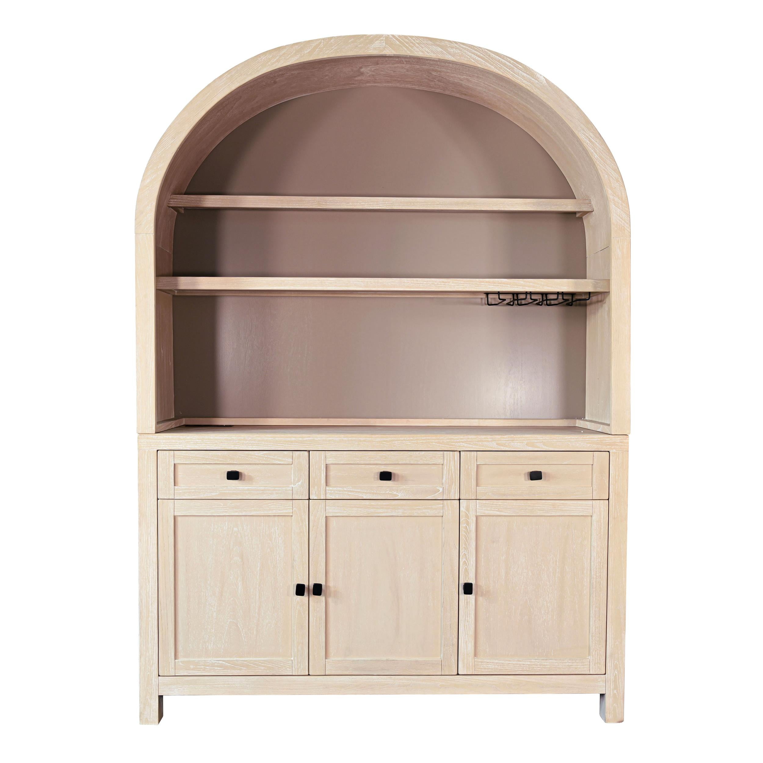 Sunny Designs Arched Wood Bar Hutch with Glass Storage - Walmart.com