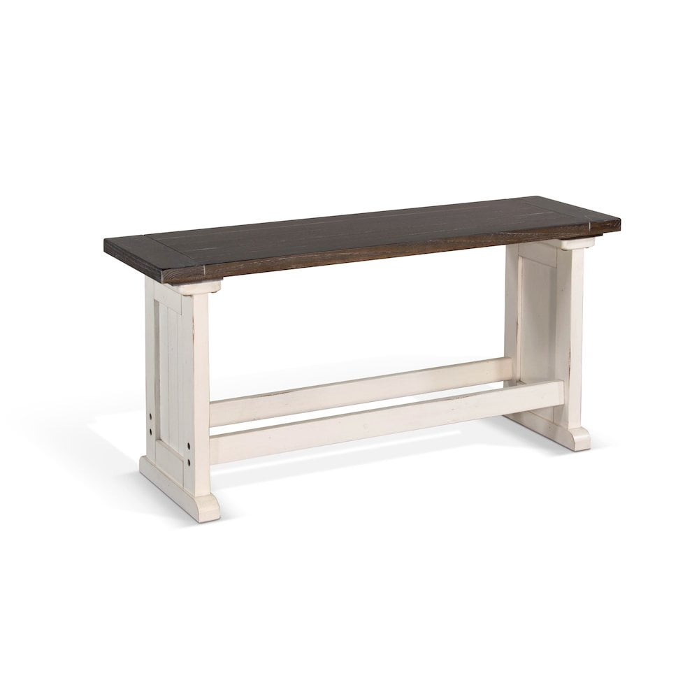 Sunny Designs Counter Wood Side Bench, Cottage White/Europen Dark ...